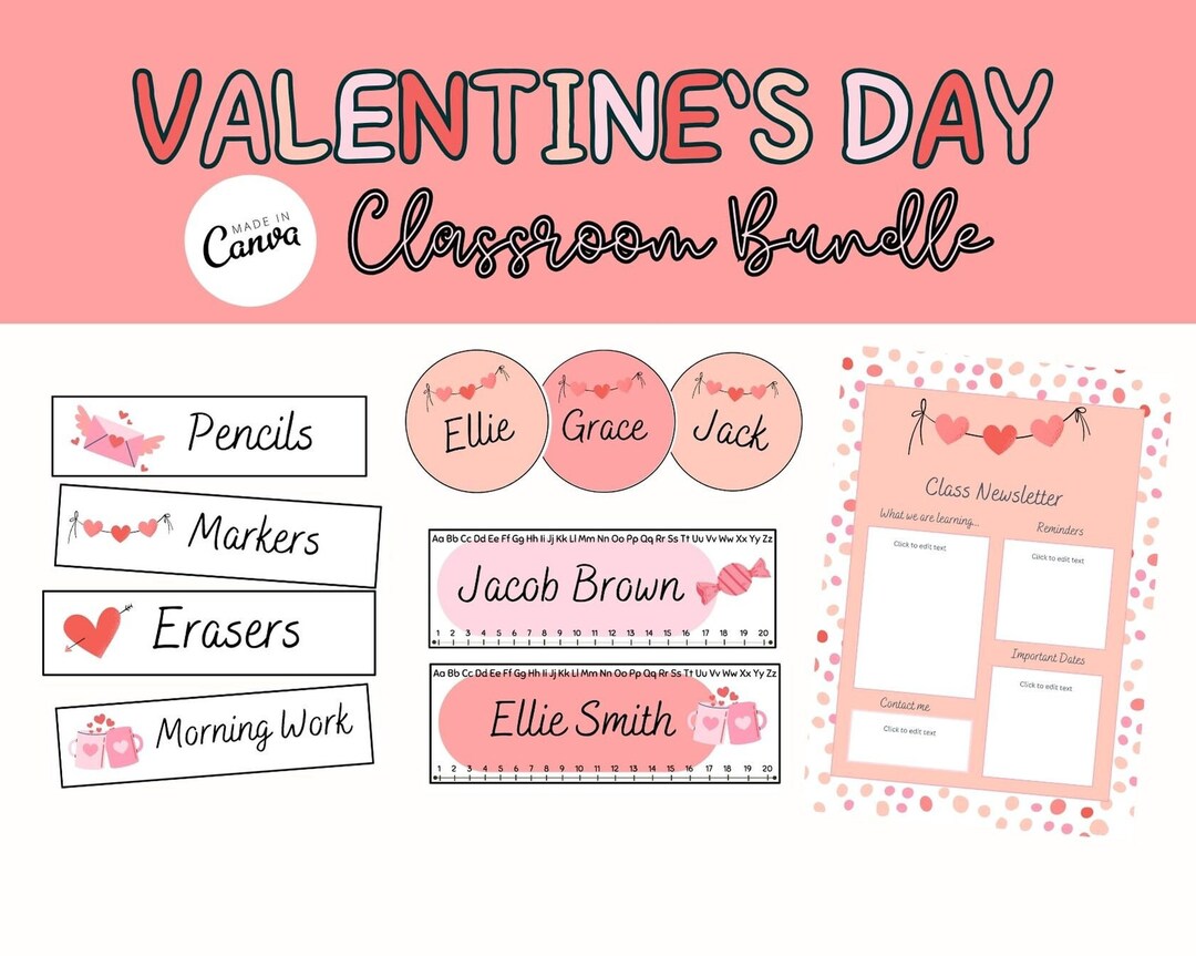 Editable Valentine's Day Labels and Classroom Decor for Elementary ...
