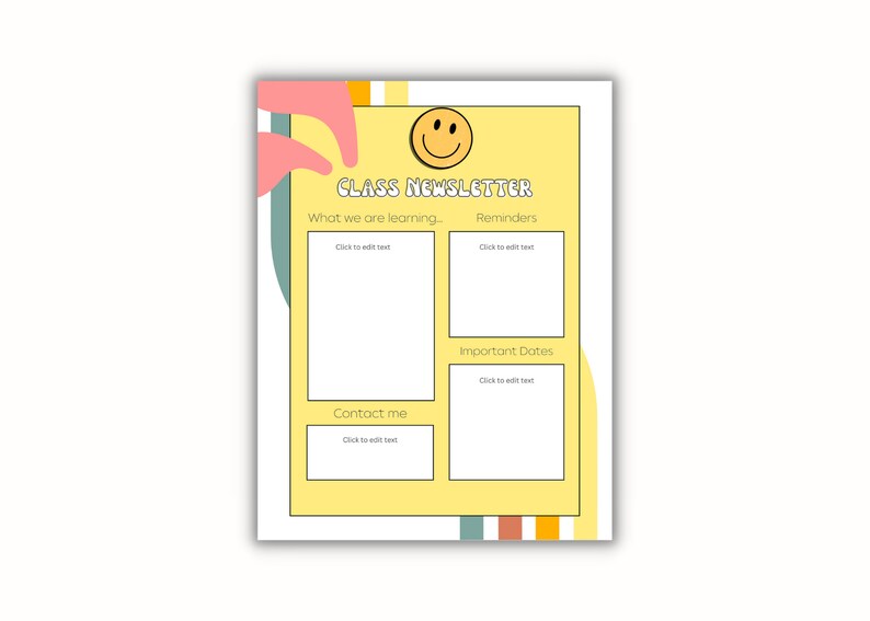 Classroom Newsletter Editable Template for Teacher / Retro Groovy ...