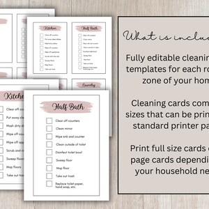 Printable Cleaning Card Template, Home Cleaning Checklist, Editable ...