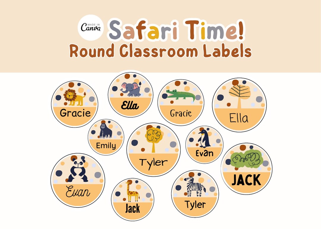 Safari Classroom Name Tags / Printable Name Tags / Zoo Animals Summer ...