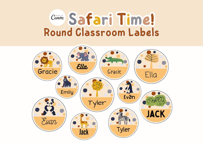 Safari Classroom Name Tags / Printable Name Tags / Zoo Animals Summer ...