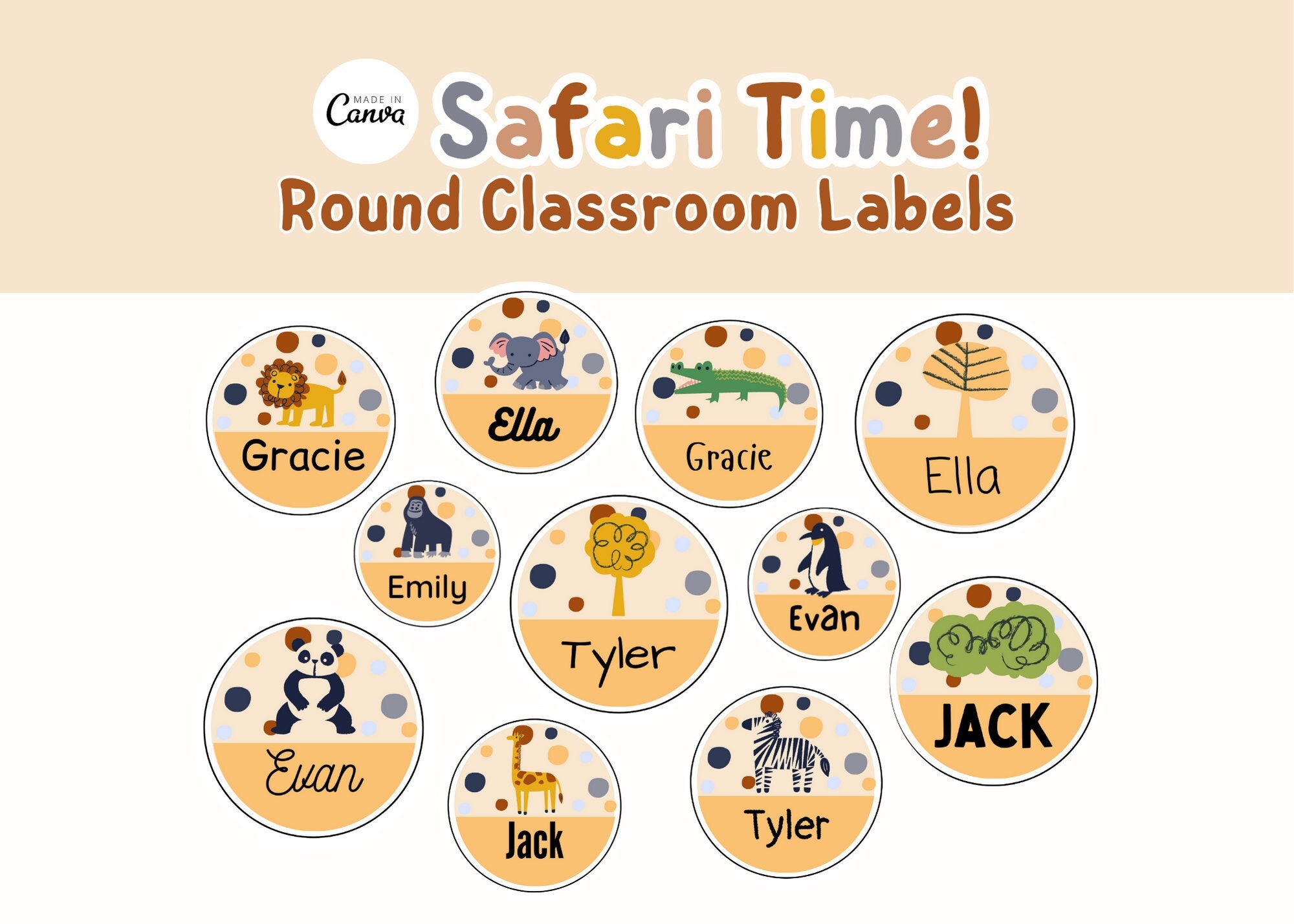 Safari Classroom Name Tags / Printable Name Tags / Zoo Animals Summer ...