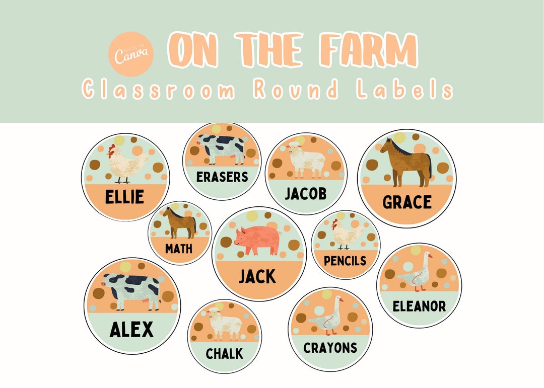 Farm Animals Classroom Name Tags / Printable Name Tags / Barn Theme ...