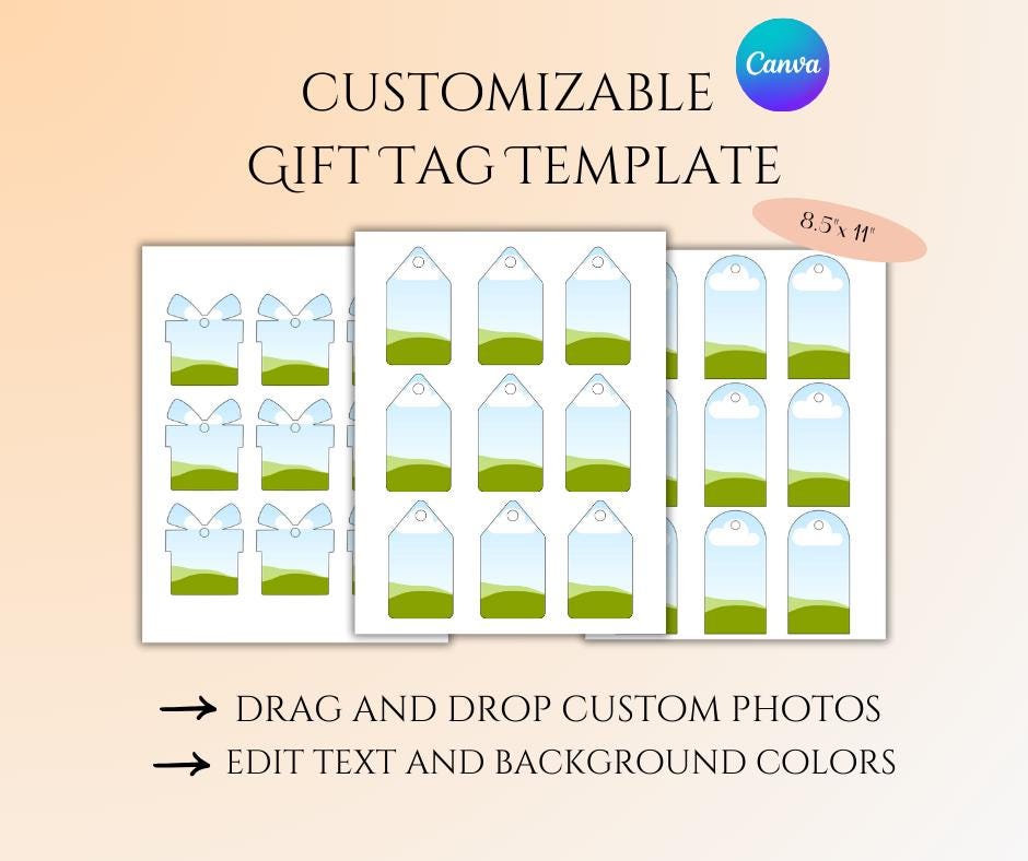 Customizable Gift Tag Frame Template / Editable Holiday Gift Tags ...