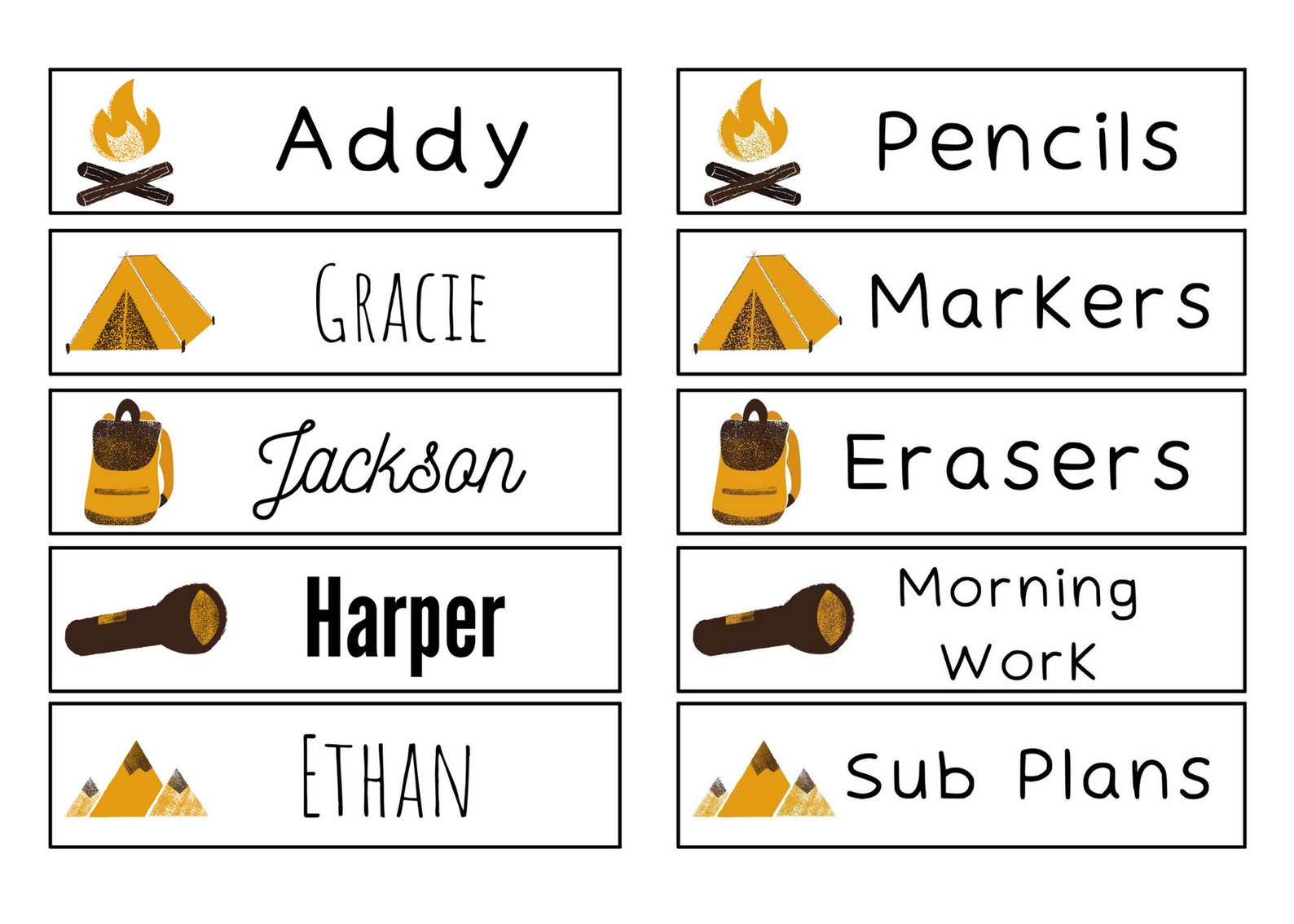 Camping Themed Classroom Editable Labels / Editable Name Tags for ...