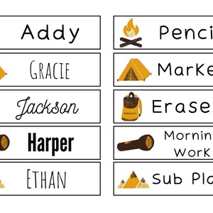 Camping Themed Classroom Editable Labels / Editable Name Tags for ...