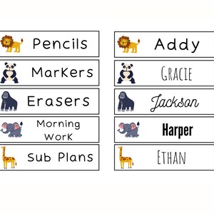 Editable Name Tags / Safari Theme Classroom / Zoo Animal Kids Decor ...