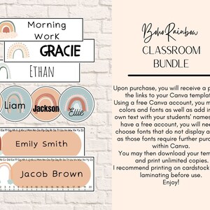 EDITABLE Boho Rainbow Classroom Bundle / Boho Rainbow | Etsy
