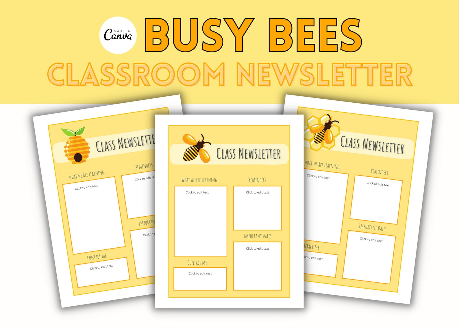 Classroom Newsletter Editable Template for Teacher / Busy Bees Hive ...