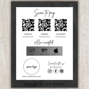 Editable Scan to Pay and Price List, Black & White Customizable Pricing ...