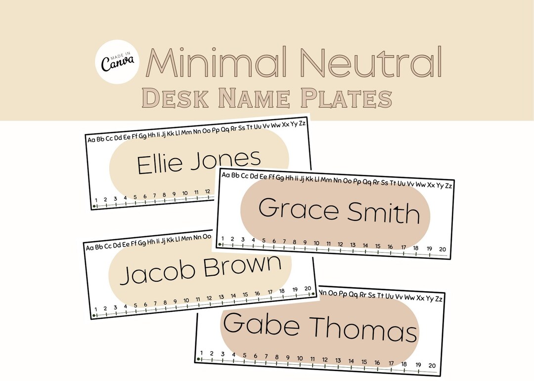 Minimal Neutral Calm Theme Classroom Desk Labels / Elementary School ...