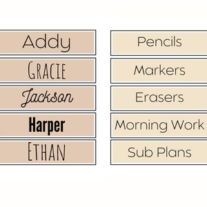 Editable Name Tags / Minimal Neutral Theme / Calming Class Kids Decor ...