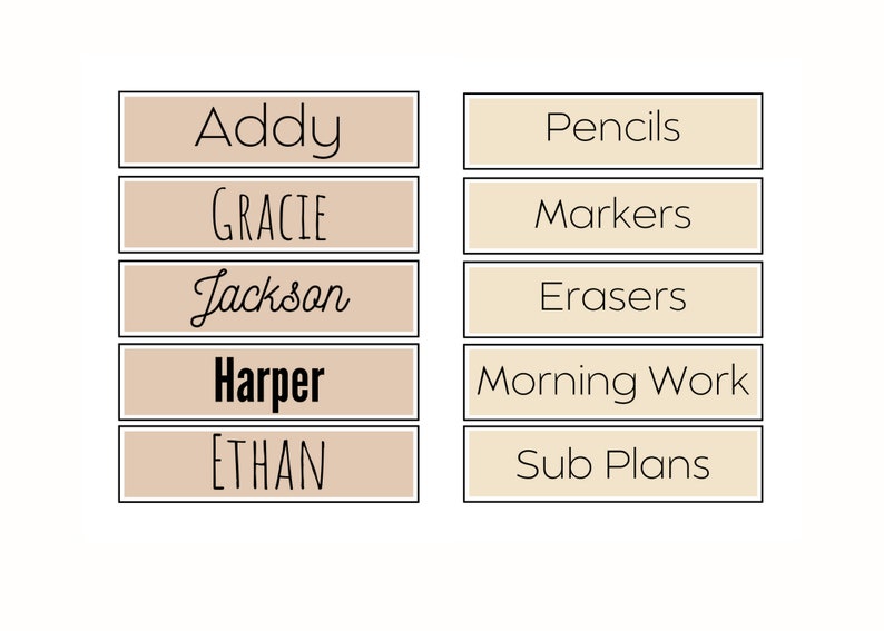 Editable Name Tags / Minimal Neutral Theme / Calming Class Kids Decor ...