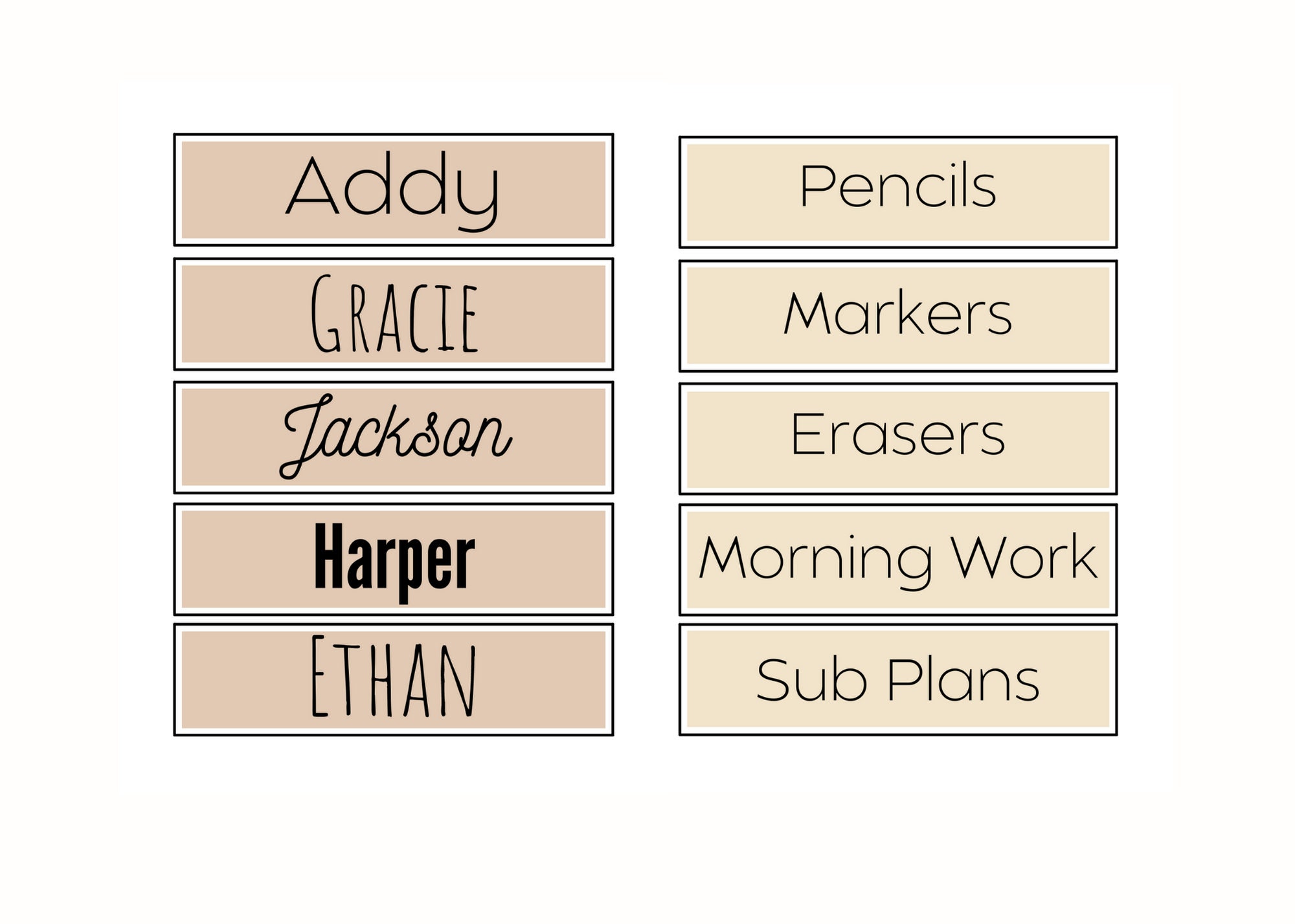 Editable Name Tags / Minimal Neutral Theme / Calming Class Kids Decor ...