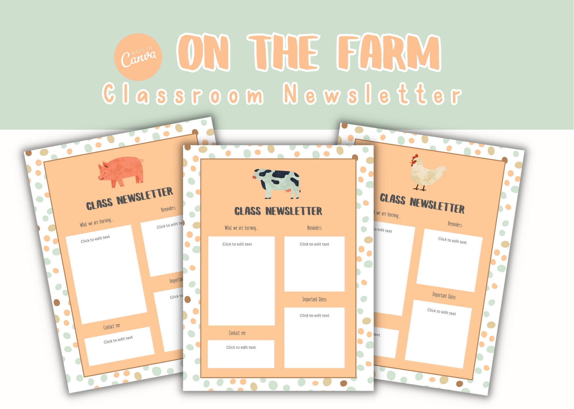 Classroom Newsletter Editable Template for Teacher / Farm Animal Barn ...