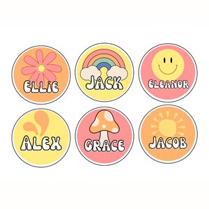 Groovy Round Classroom Name Tags / Printable Name Tags / Retro 70s ...