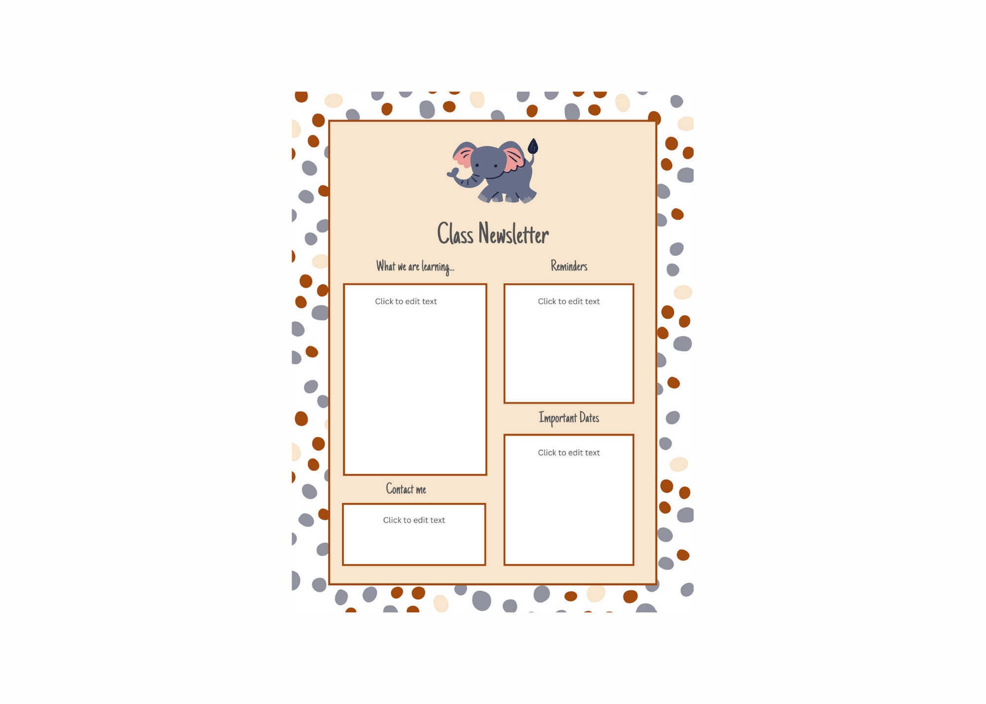 Classroom Newsletter Editable Template for Teacher / Zoo Safari Theme ...