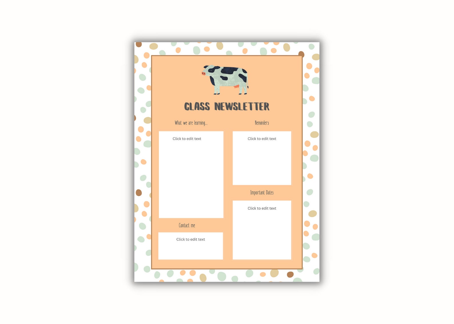 Classroom Newsletter Editable Template for Teacher / Farm Animal Barn ...