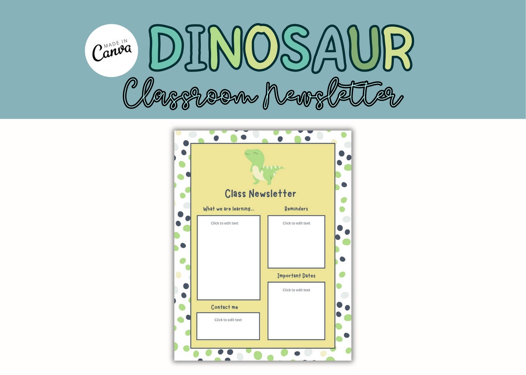 Dinosaur Classroom Editable Newsletter Template for Teachers / Parent ...