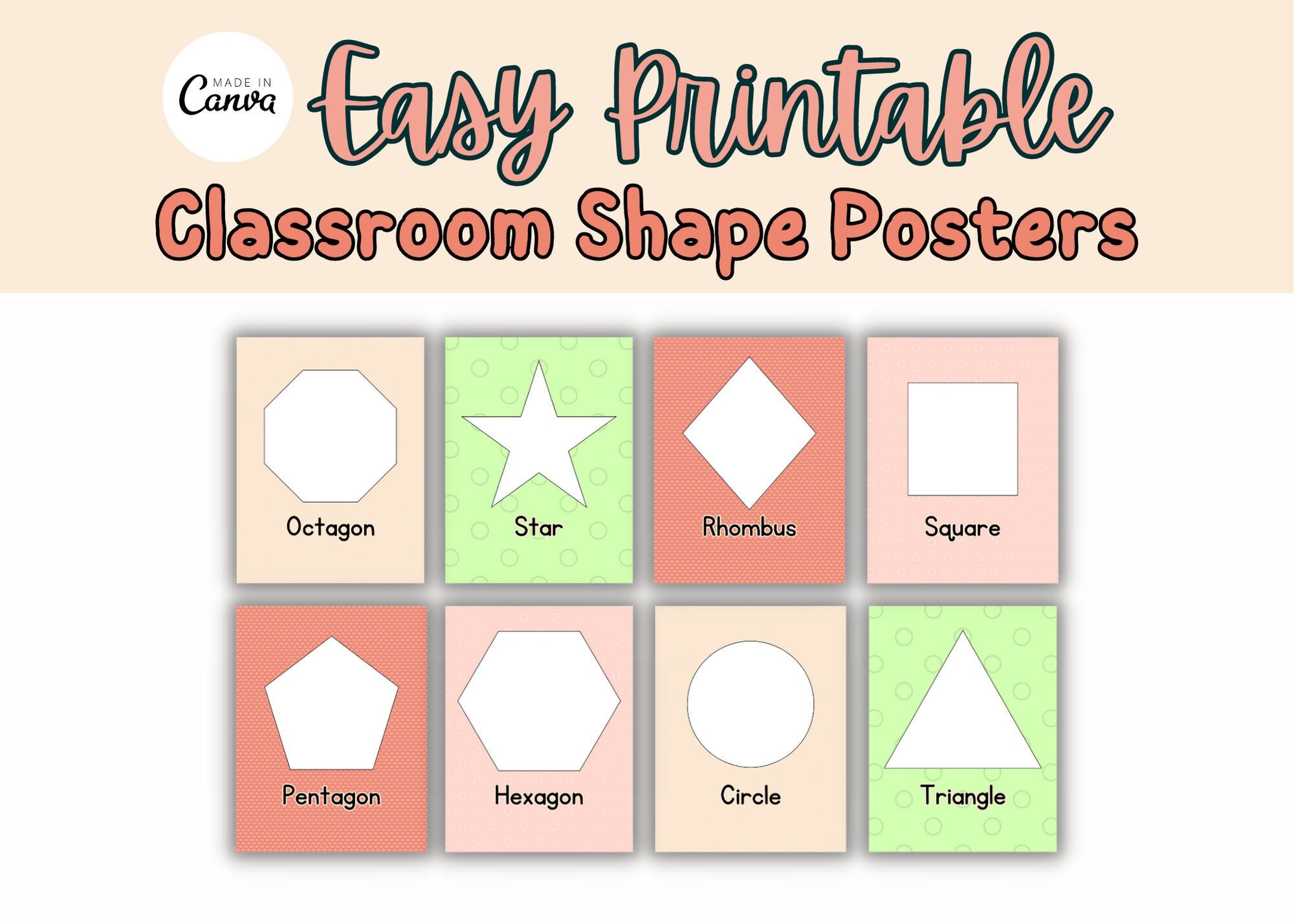 Printable Classroom Shape Poster Template / Editable Elementary School ...