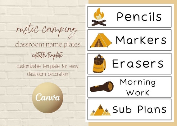 Camping Themed Classroom Editable Labels / Editable Name Tags - Etsy