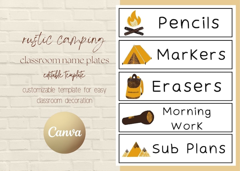 Camping Themed Classroom Editable Labels / Editable Name Tags - Etsy