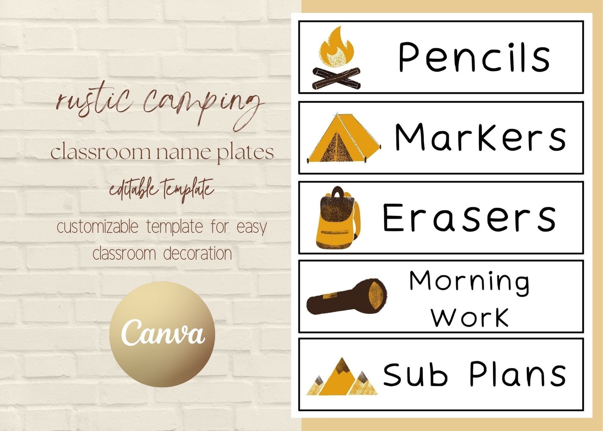 Camping Themed Classroom Editable Labels / Editable Name Tags - Etsy