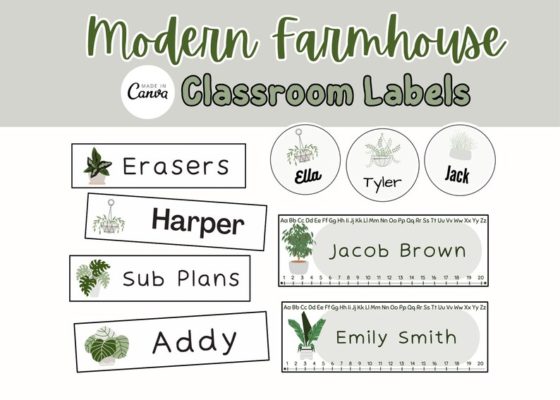 Modern Farmhouse Classroom Organization Bundle / Name Tag Templates for ...