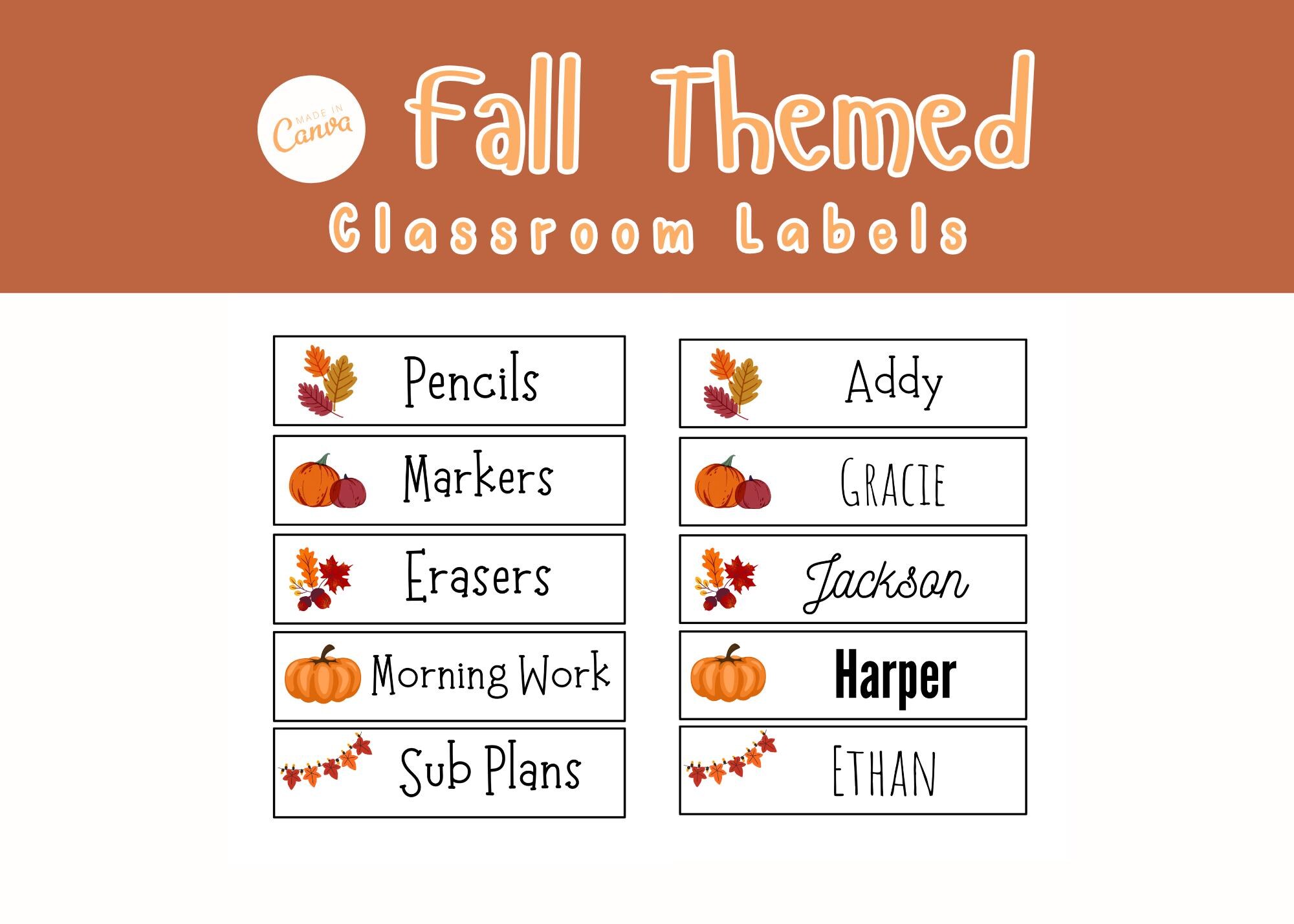 Fall Themed Classroom Name Tags / Printable Name Tags / Fall Classroom ...