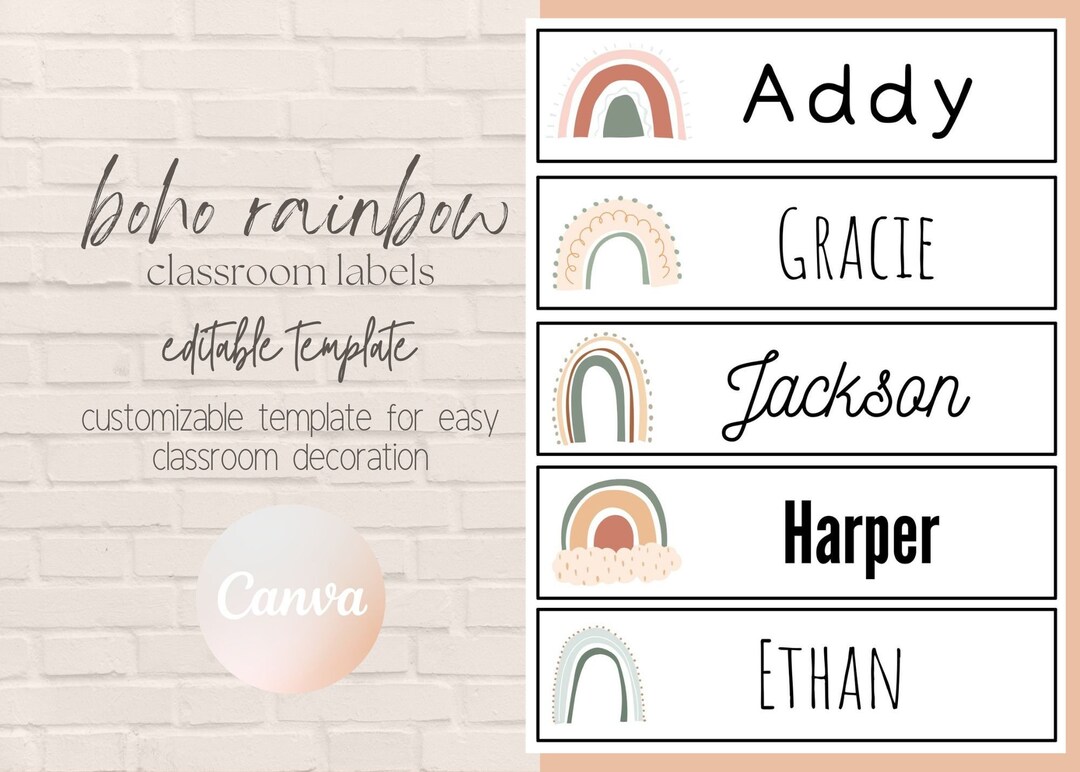 Boho Classroom Name Tags / Printable Name Tags / Boho - Etsy México