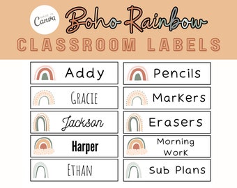 Boho Classroom Name Tags / Printable Name Tags / Boho Classroom Decor ...