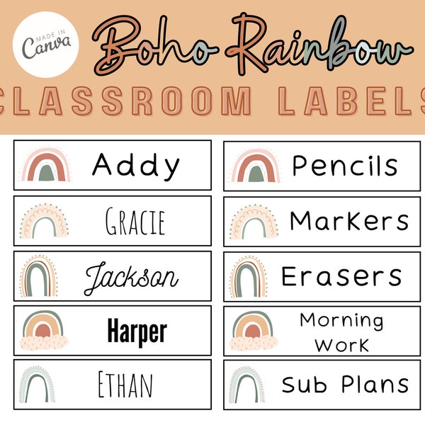 Boho Cubby Name Tags - Etsy