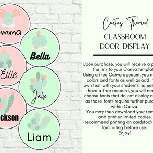 EDITABLE Door Display for Cactus Classroom Theme / Editable Name Tag ...