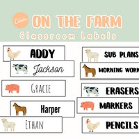 Farm Editable Name Tags, Printable, Easy Classroom Decoration - Etsy