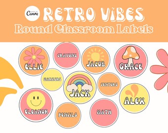 Retro Summer Classroom Name Tags - Etsy