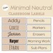 Editable Name Tags / Minimal Neutral Theme / Calming Class Kids Decor ...