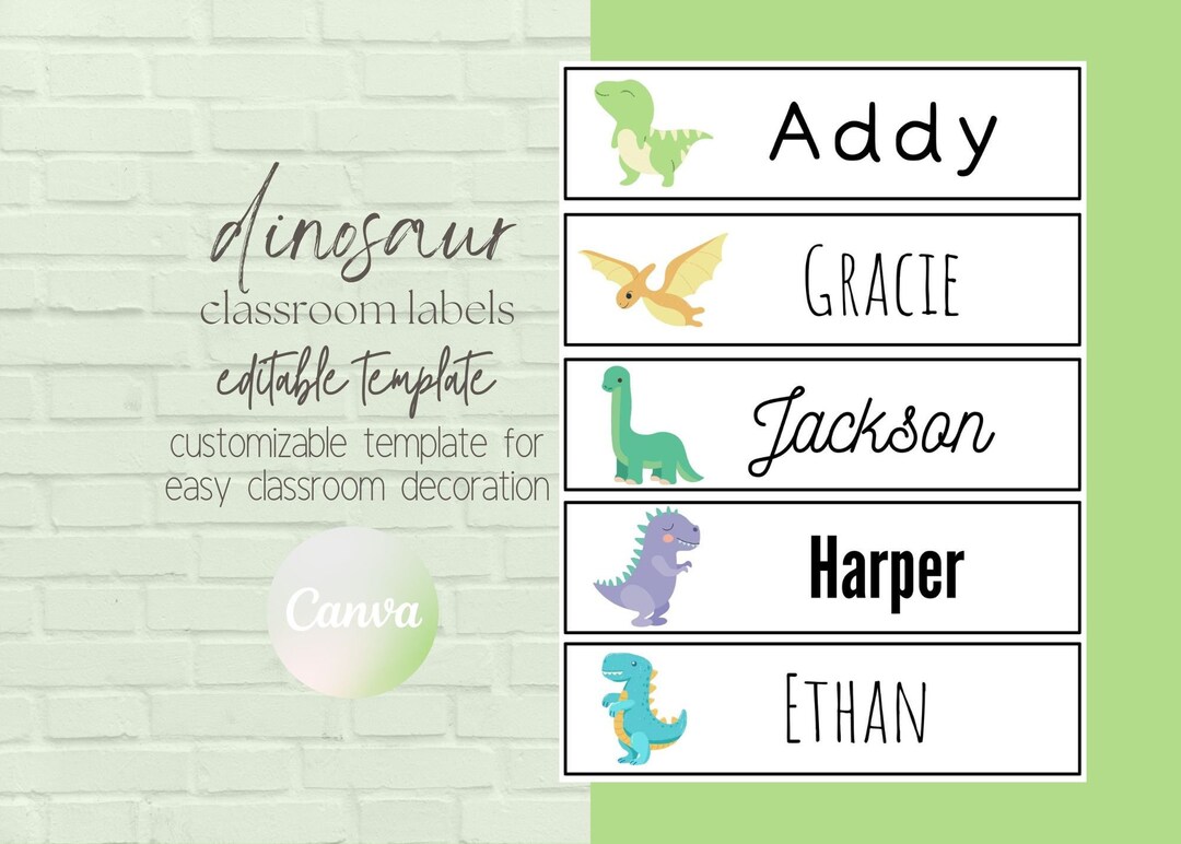 Dinosaur Themed Classroom Printable Labels / Editable Name - Etsy