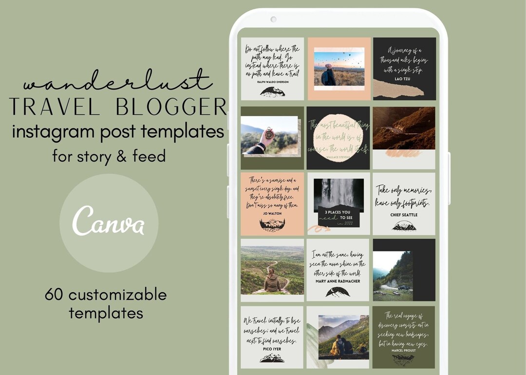 Instagram Post Template / Canva Templates for Bloggers / Travel Blogger ...