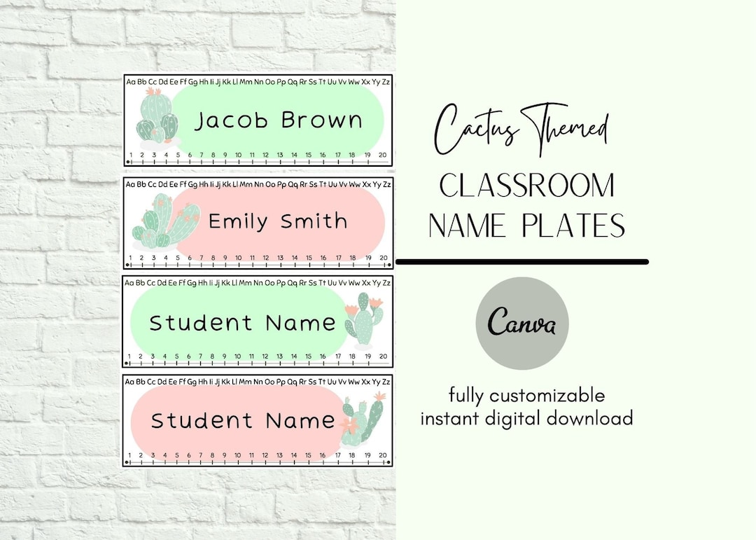 EDITABLE Cactus Themed Classroom Name Plates / Printable Name Tags for ...
