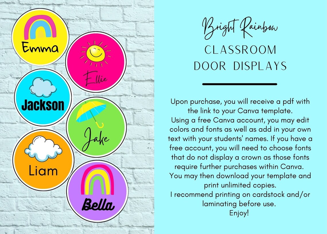 Printable Rainbow Theme Classroom Labels / Editable Name Tags - Etsy