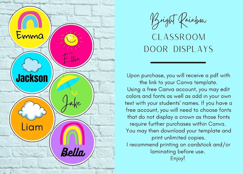 Printable Rainbow Theme Classroom Labels / Editable Name Tags - Etsy