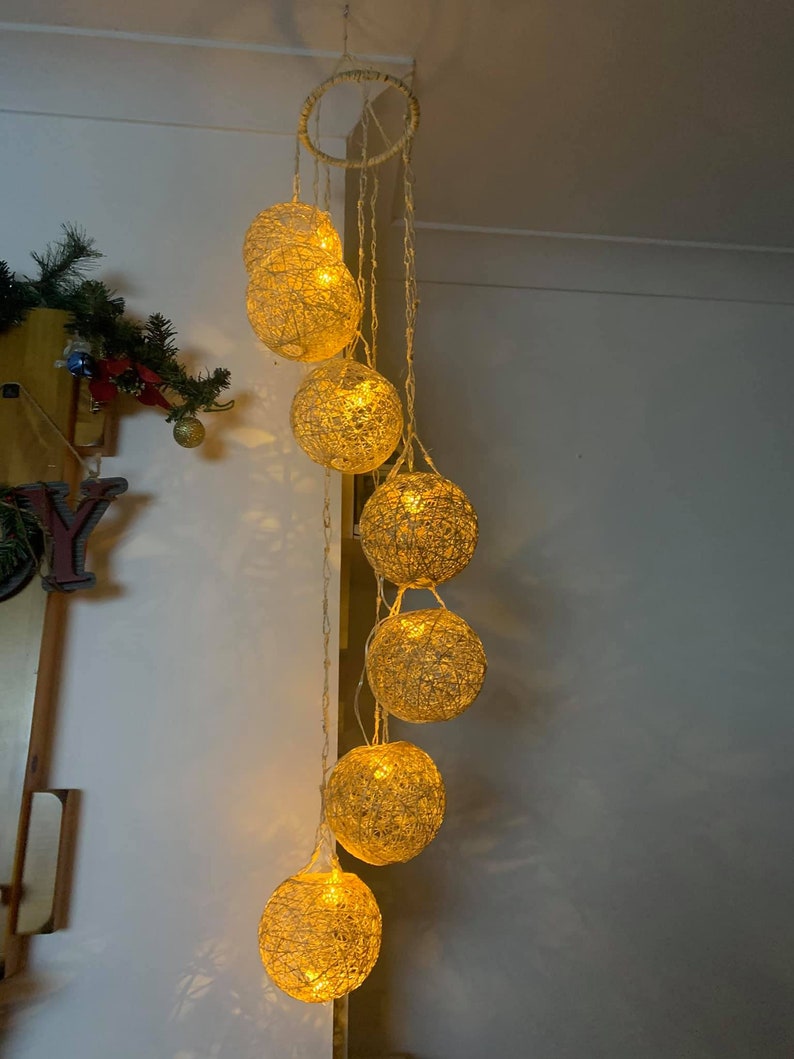 Handwoven ABACA Hanging Lamp Balls Set of 7- 100% Abaca Fibre From ...