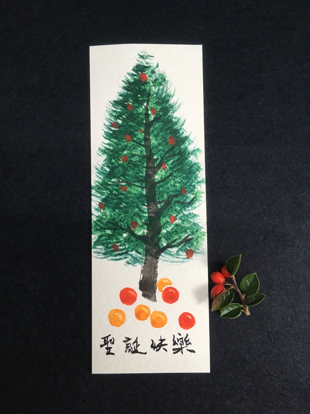 Chinese Style Christmas Card, Original Hand Painted, Chinese ...