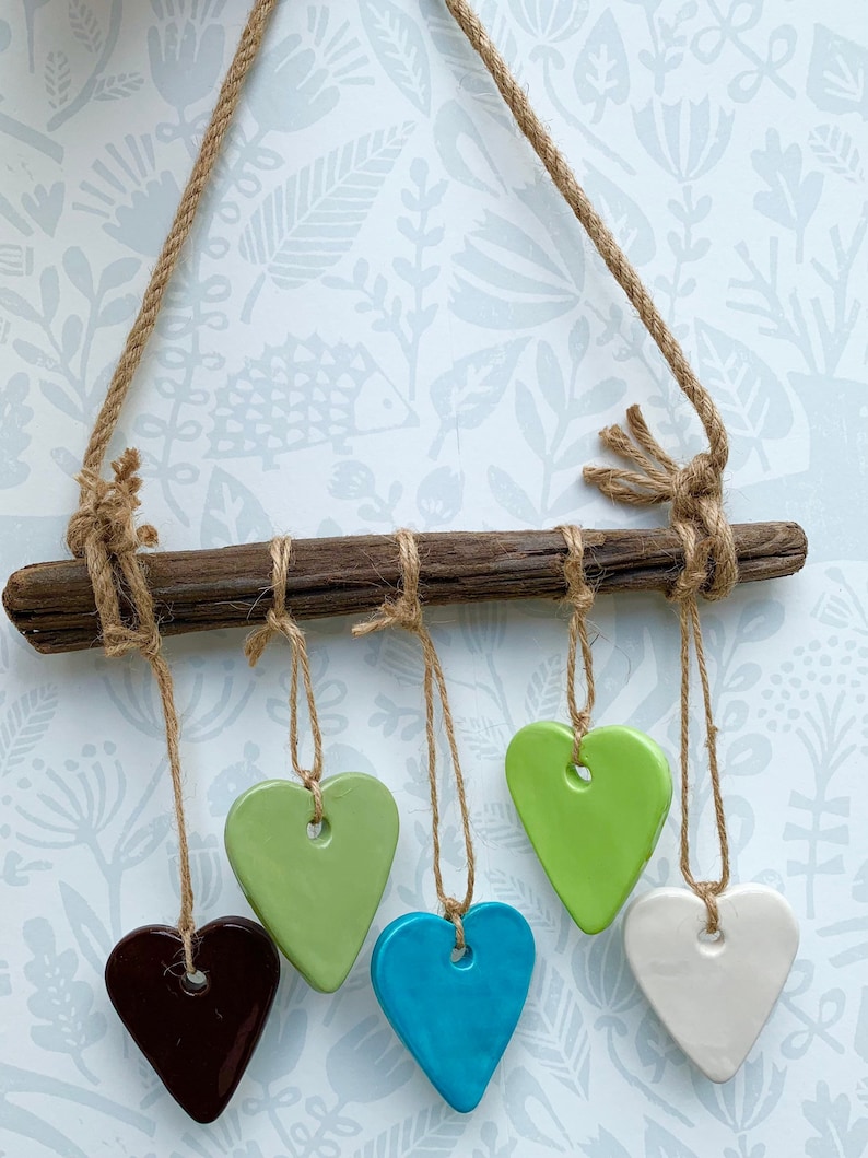 Ceramic Hearts Driftwood Wall Hanging - Etsy