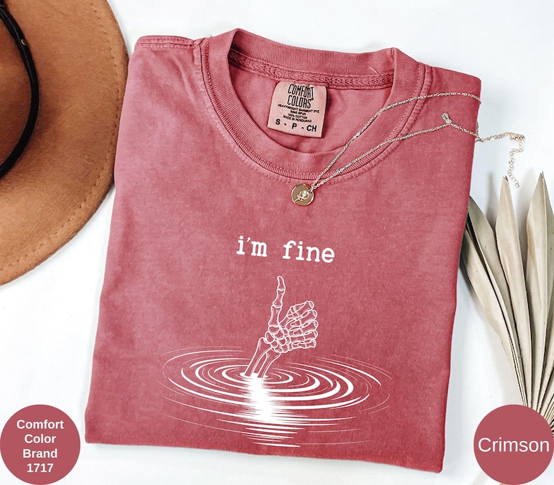 Comfort Colors® I’m Fine Skeleton Hand Tee, Skeleton Thumbs-up Tee ...