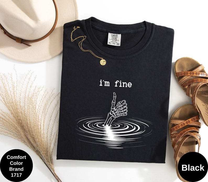 Comfort Colors® I’m Fine Skeleton Hand Tee, Skeleton Thumbs-up Tee ...