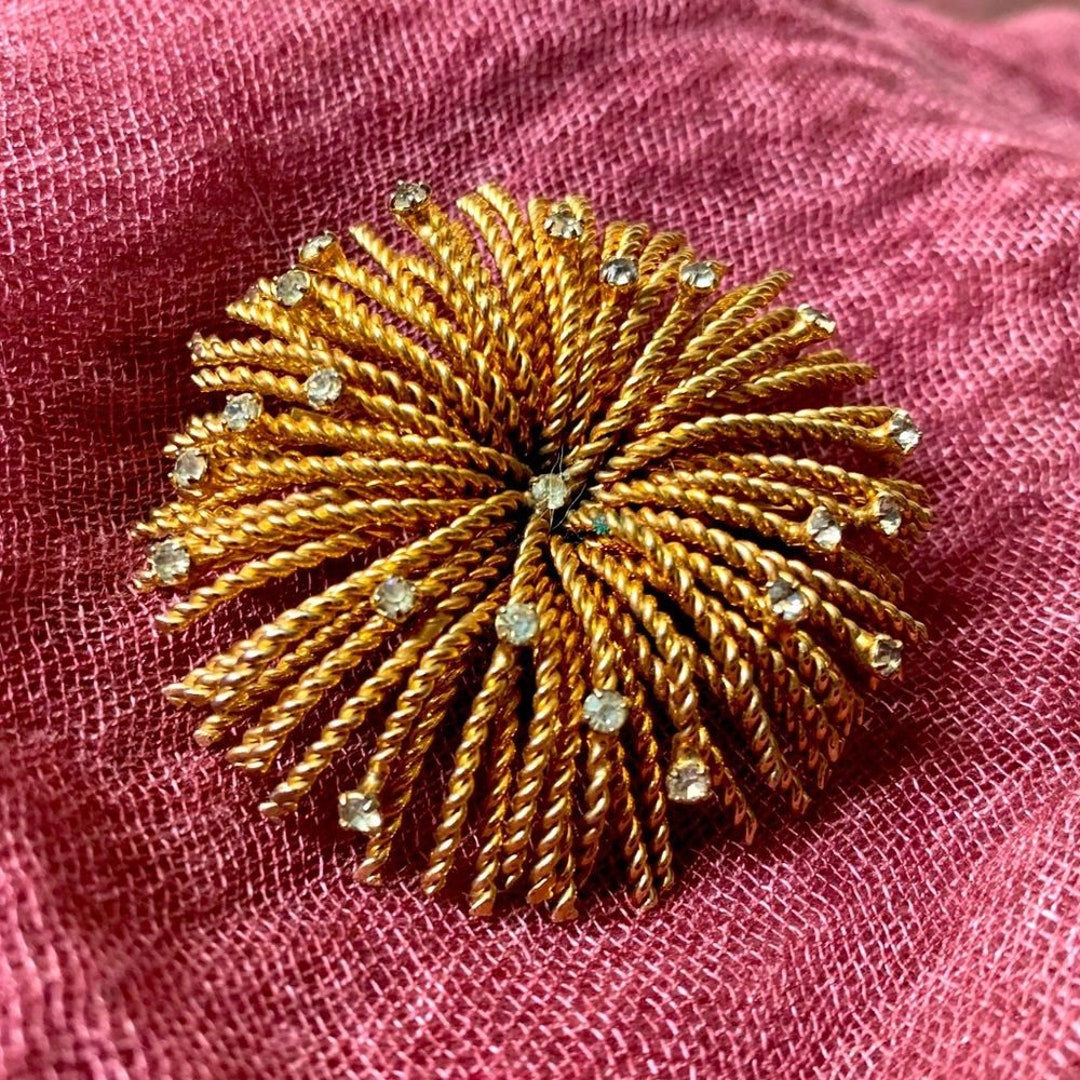 Vintage Ciro Mid Century Modern Astronomy Gold Metal Rhinestone Star ...