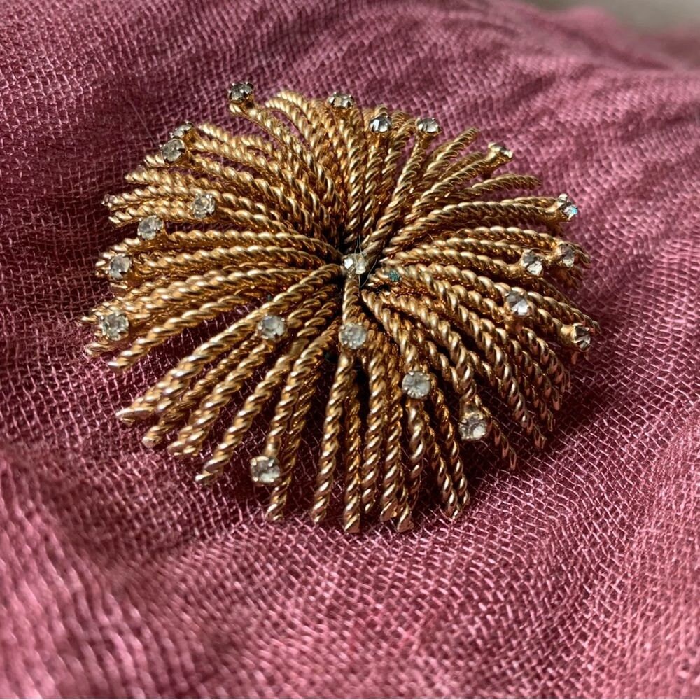 Vintage Ciro Mid Century Modern Astronomy Gold Metal Rhinestone Star ...