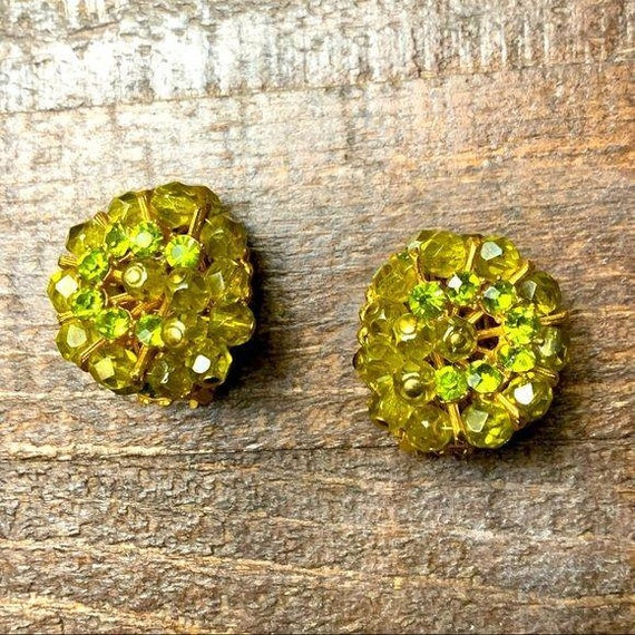 Mid Century Robert Haskell Green Clip-On Earrings - Gem