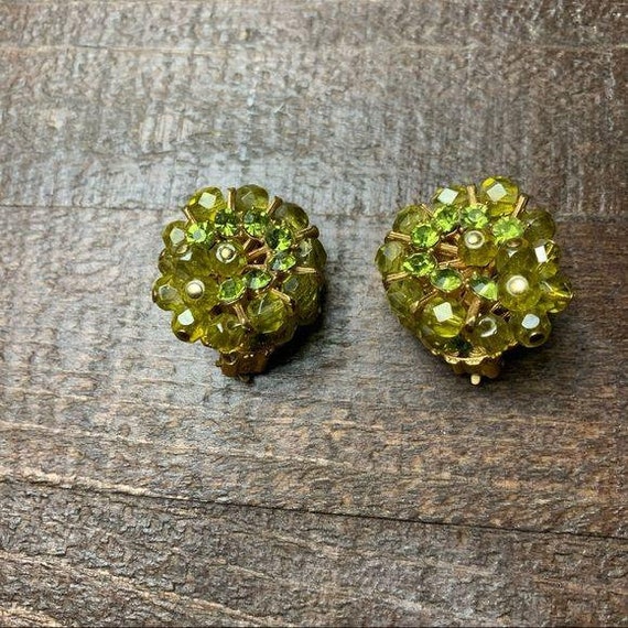 Mid Century Robert Haskell Green Clip-On Earrings - Gem